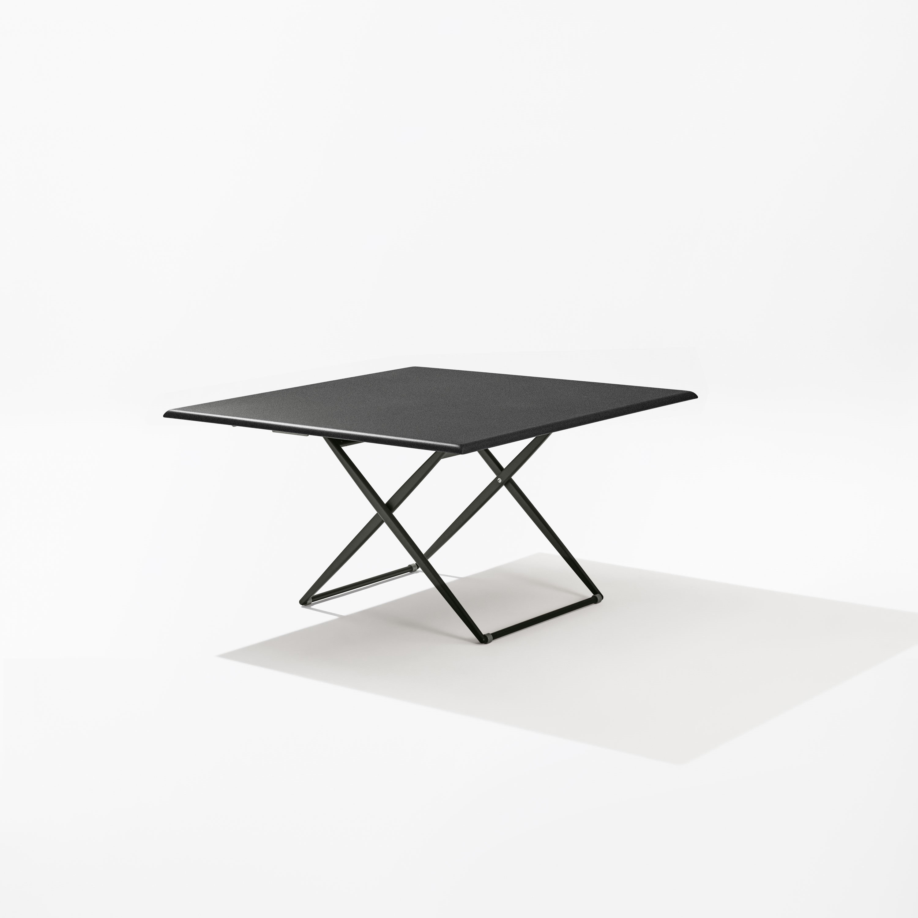 Zebra square Up&Down table with top in speckled aluminium