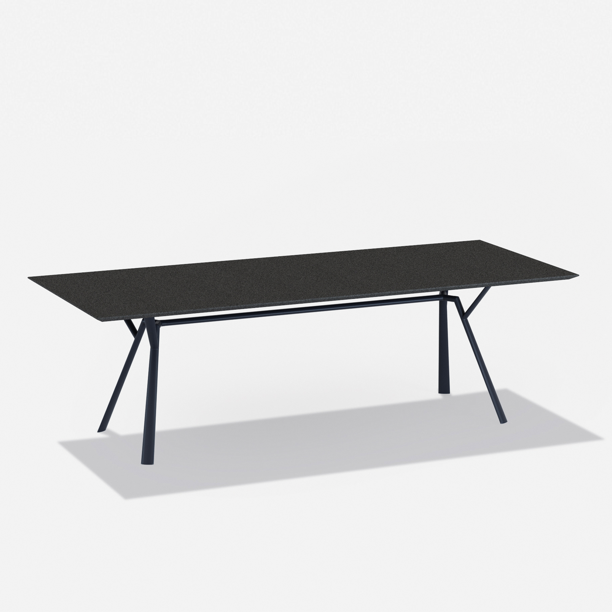 Radice Quadra rectangular table with top in speckled aluminium 150/200/290 x 90 x h 74 cm