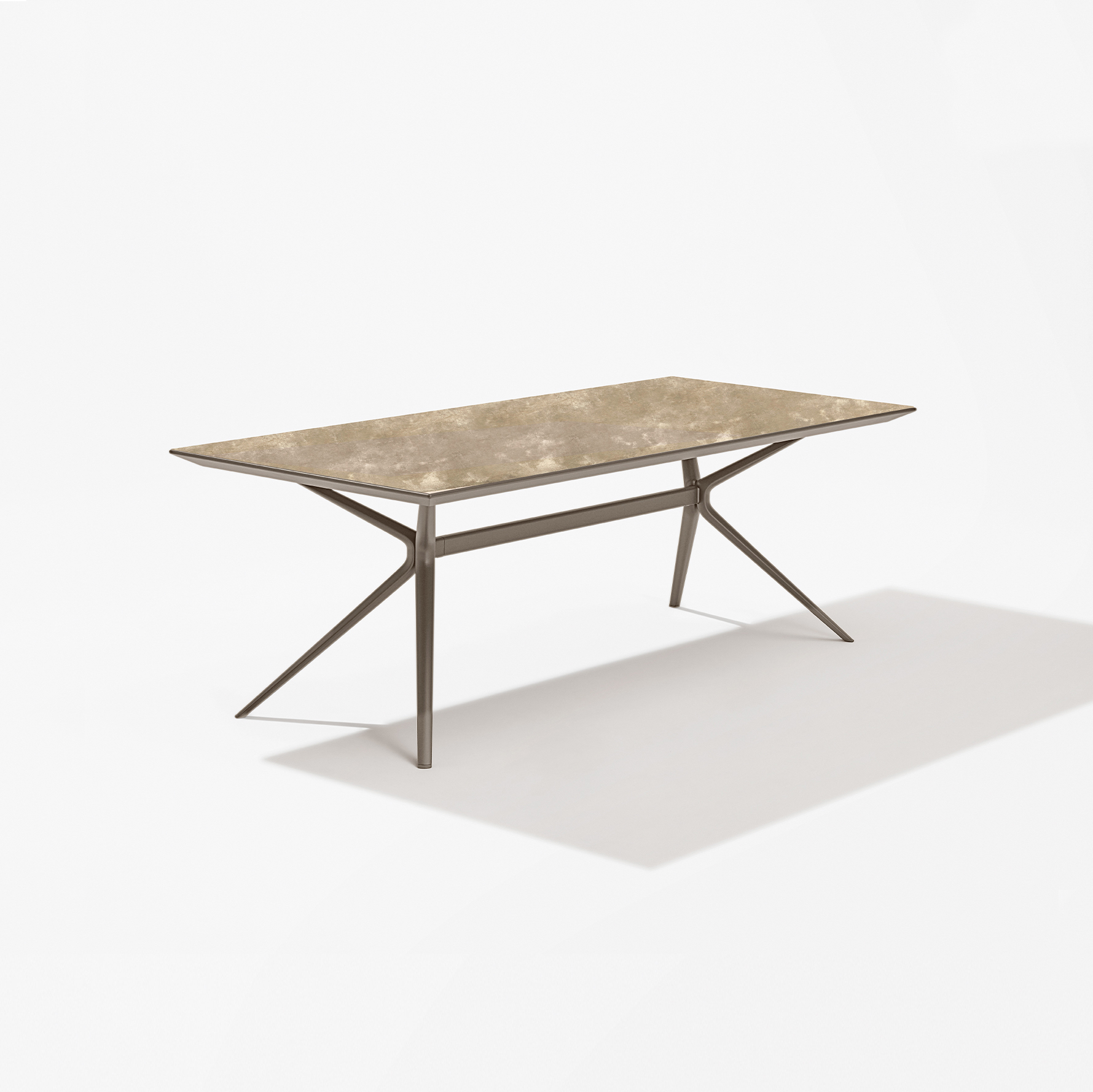 Moai rectangular table with porcelain stoneware table top 220/300 x 100 x h 75 cm