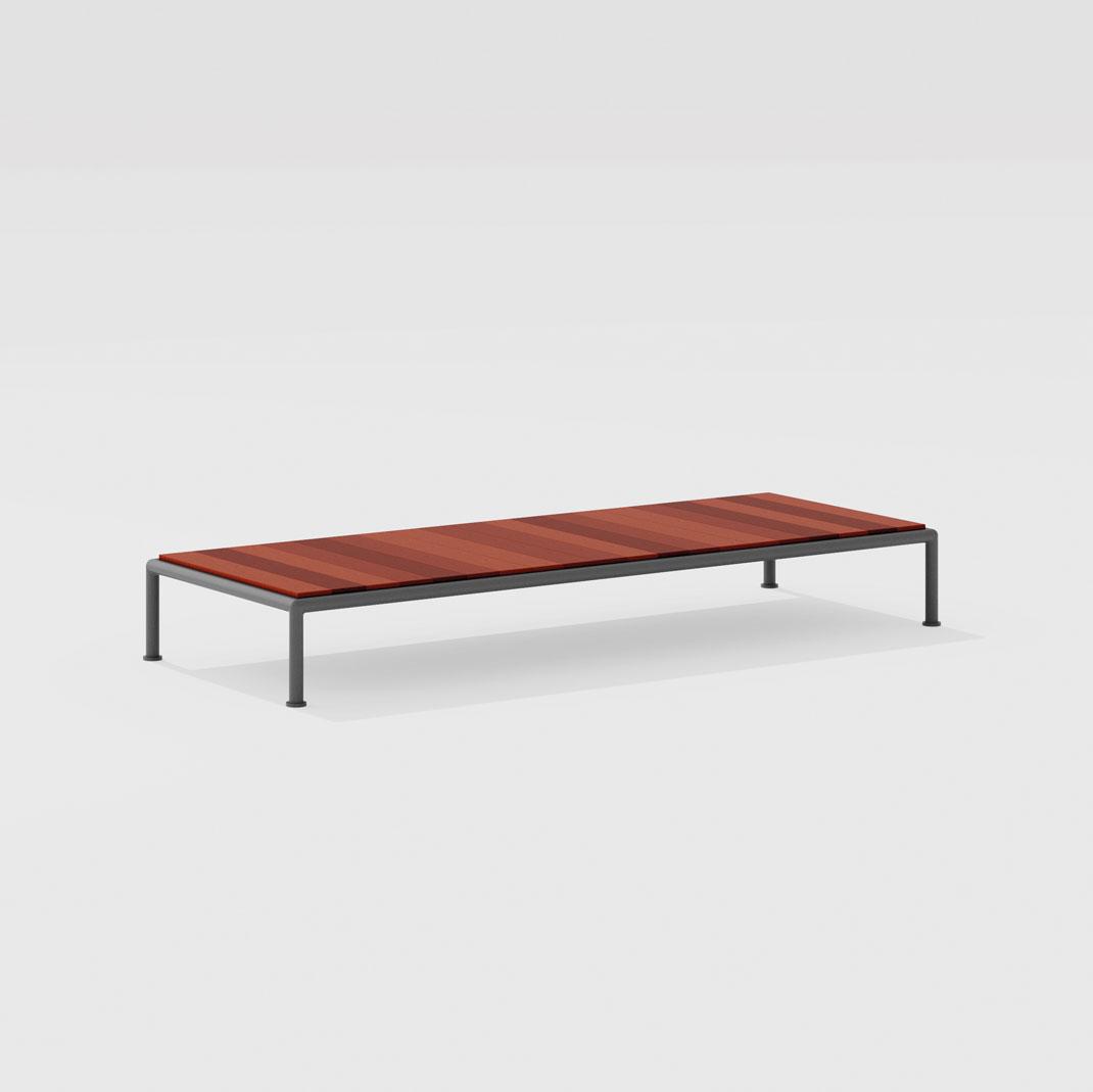 Low rectangular table in painted aluminum with top in lava stone - Fast Spa